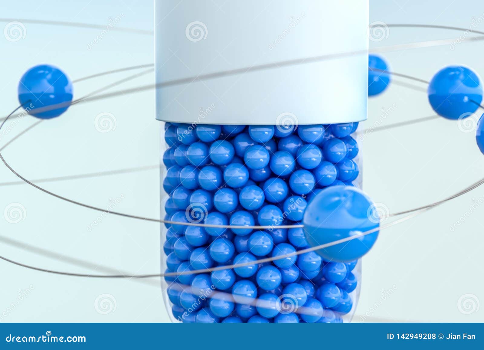 Capsules with Spheres, 3d Rendering Stock Illustration - Illustration ...