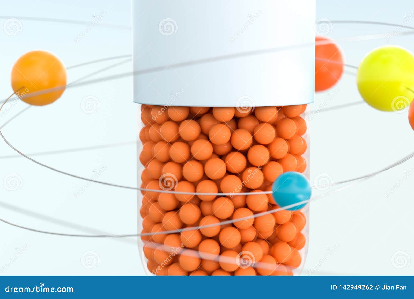 Capsules with Spheres, 3d Rendering Stock Illustration - Illustration ...
