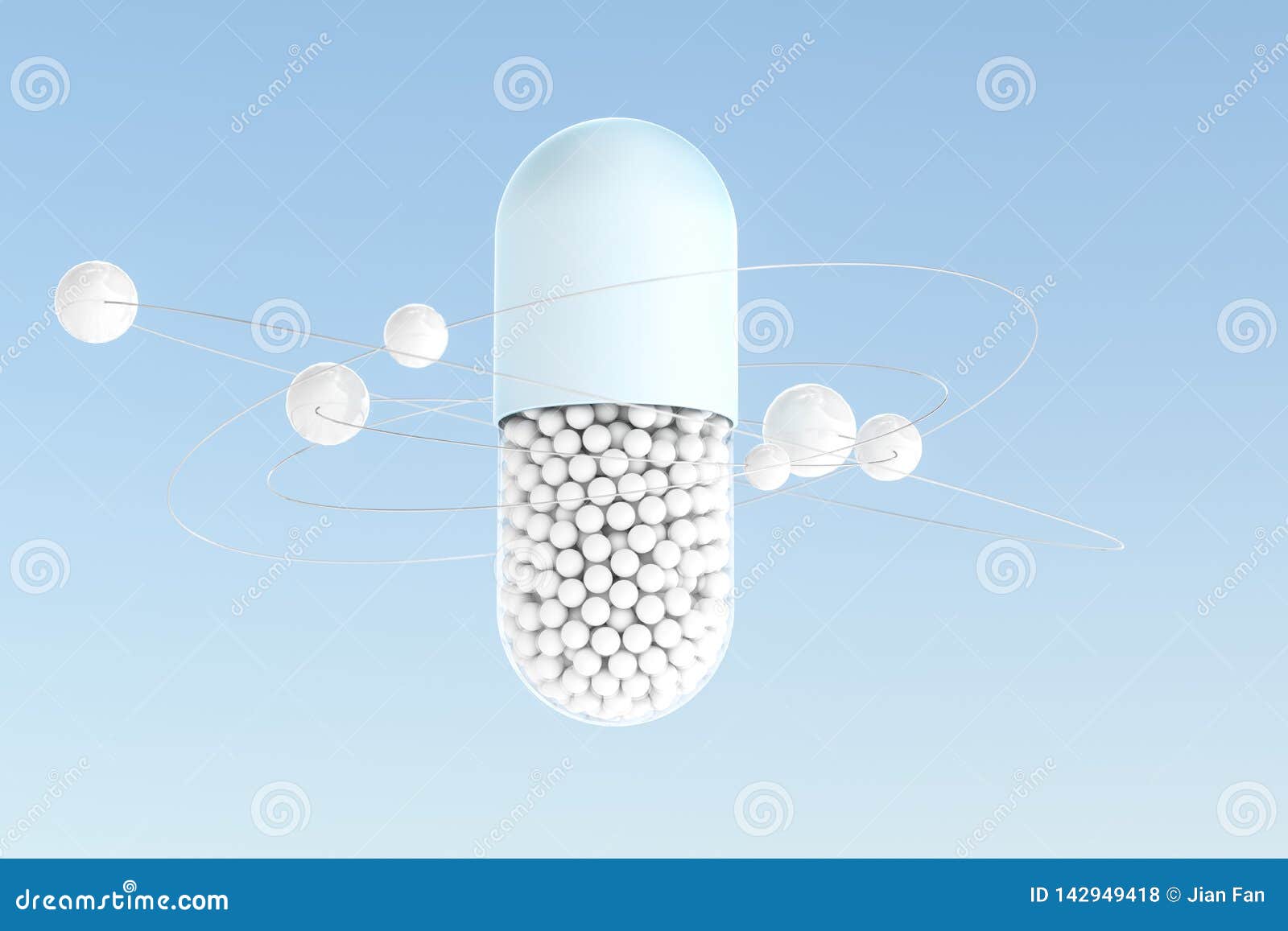 Capsules with Spheres, 3d Rendering Stock Illustration - Illustration ...