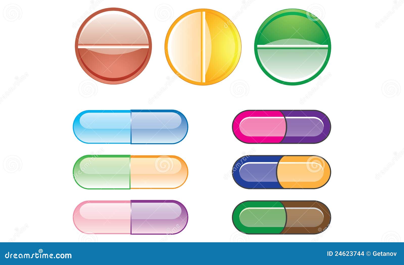 Capsules and tablets stock vector. Illustration of illness - 24623744