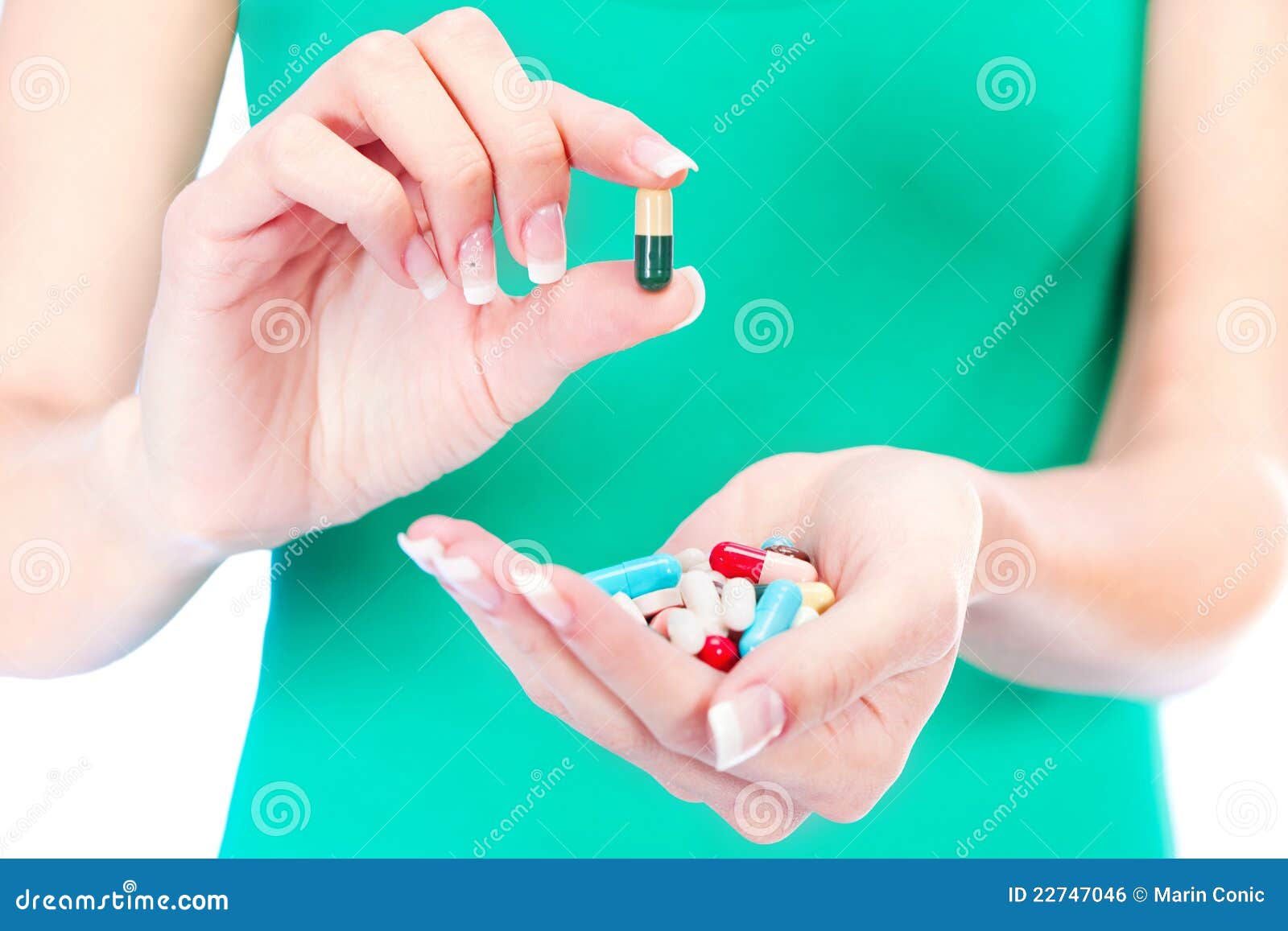 Capsules in woman s hand stock photo. Image of care, white - 22747046