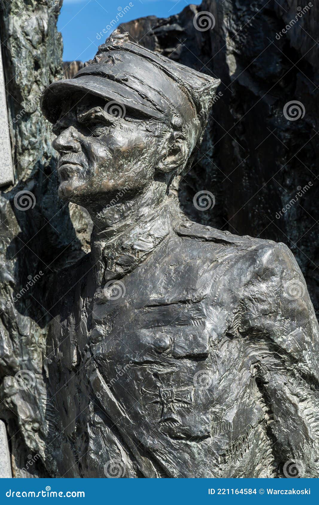 Statue Of The Warsaw Mermaid On The Banks Of The River With A Bridge In ...