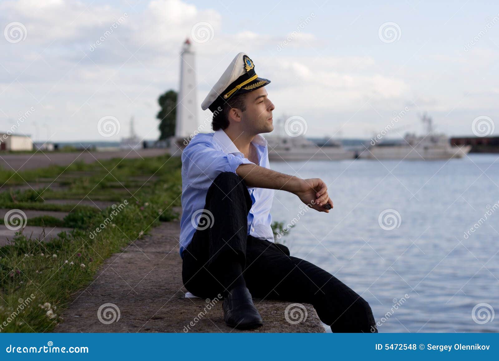 The Captain stock photo. Image of lighthouse, shirt, pier - 5472548