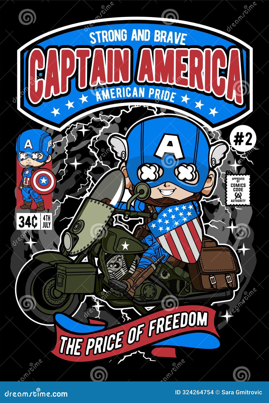 Captain America Motorcycle stock illustration. Illustration of artwork ...