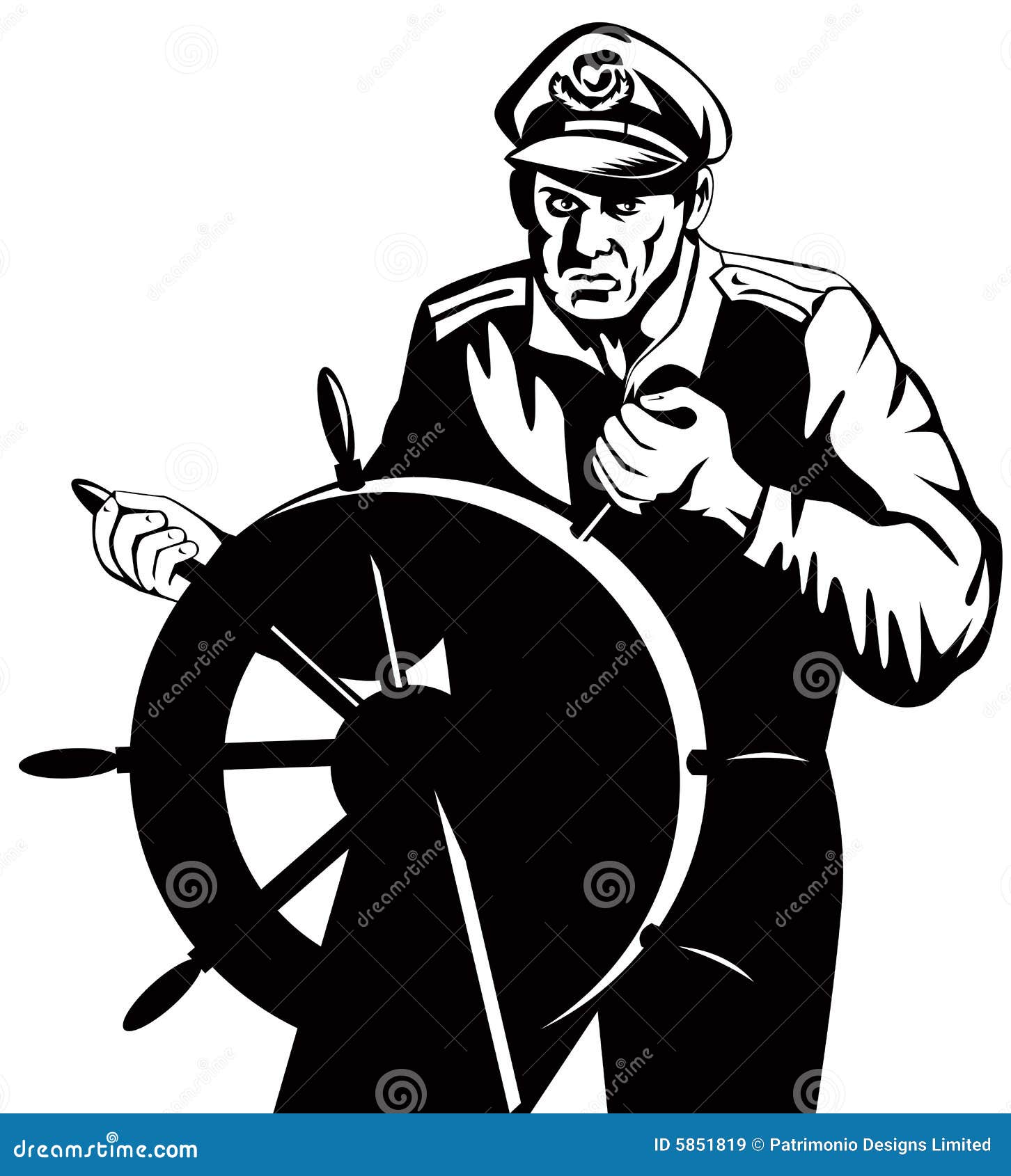 Captain behind the wheel stock vector. Illustration of helmsman - 5851819