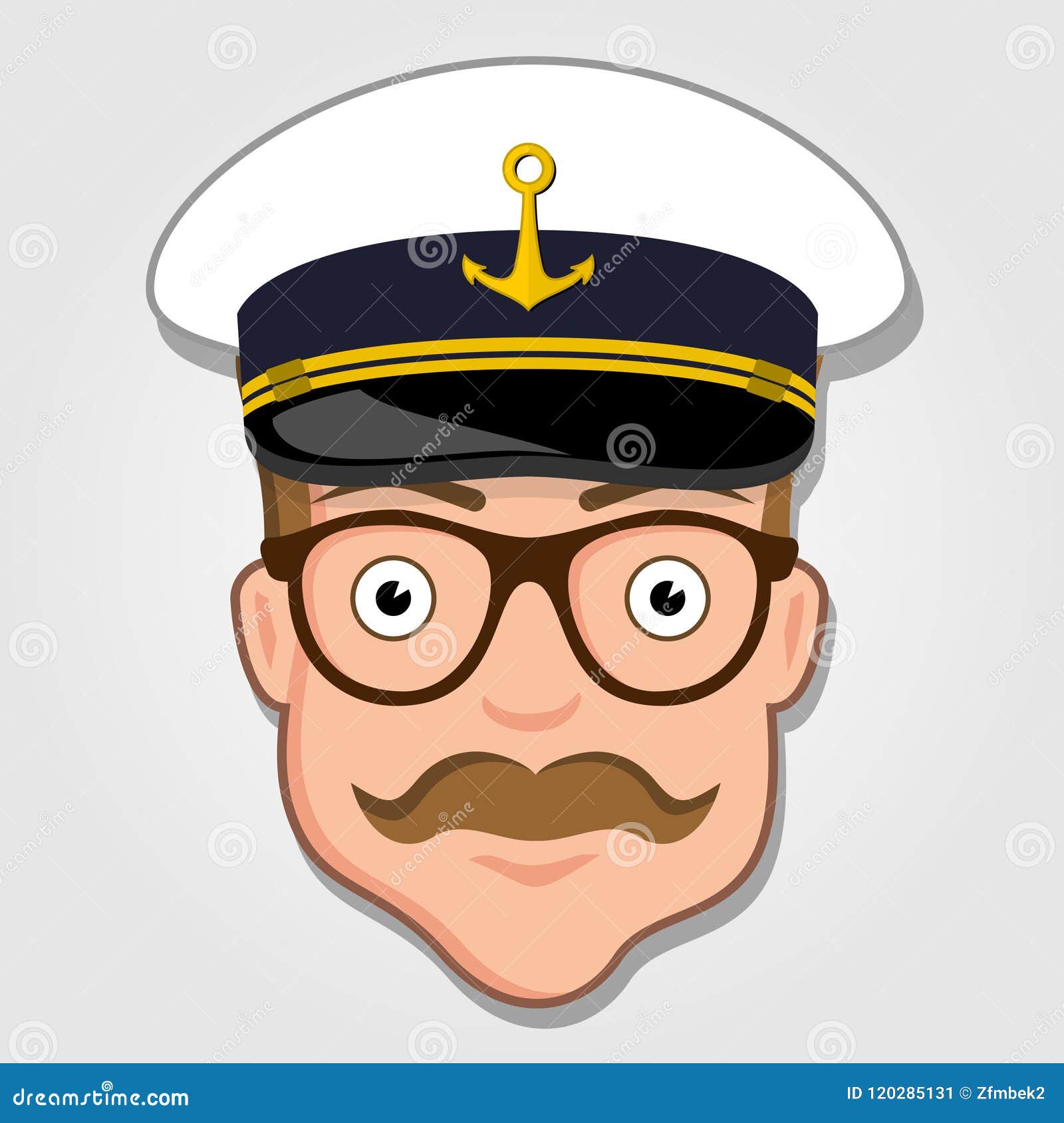 Captain Cartoon Face. stock vector. Illustration of isolated - 120285131