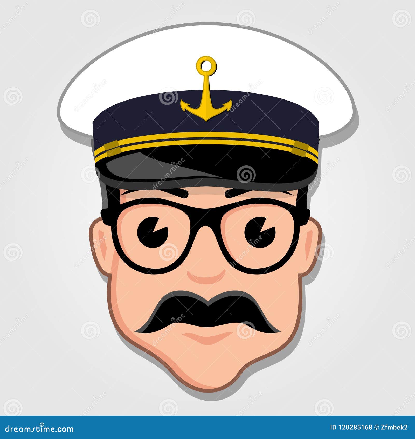 Captain Cartoon Face. stock vector. Illustration of skipper - 120285168