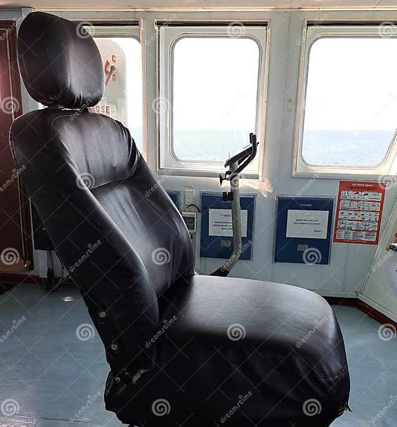 Captain Chair on Bridge Control of Ship Stock Photo - Image of ship ...