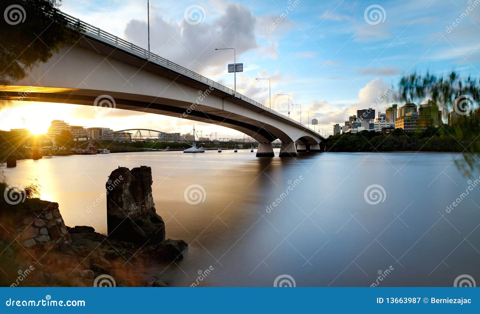 Captain Cook Bridge - Brisbane City Sunset Stock Image - Image of ...