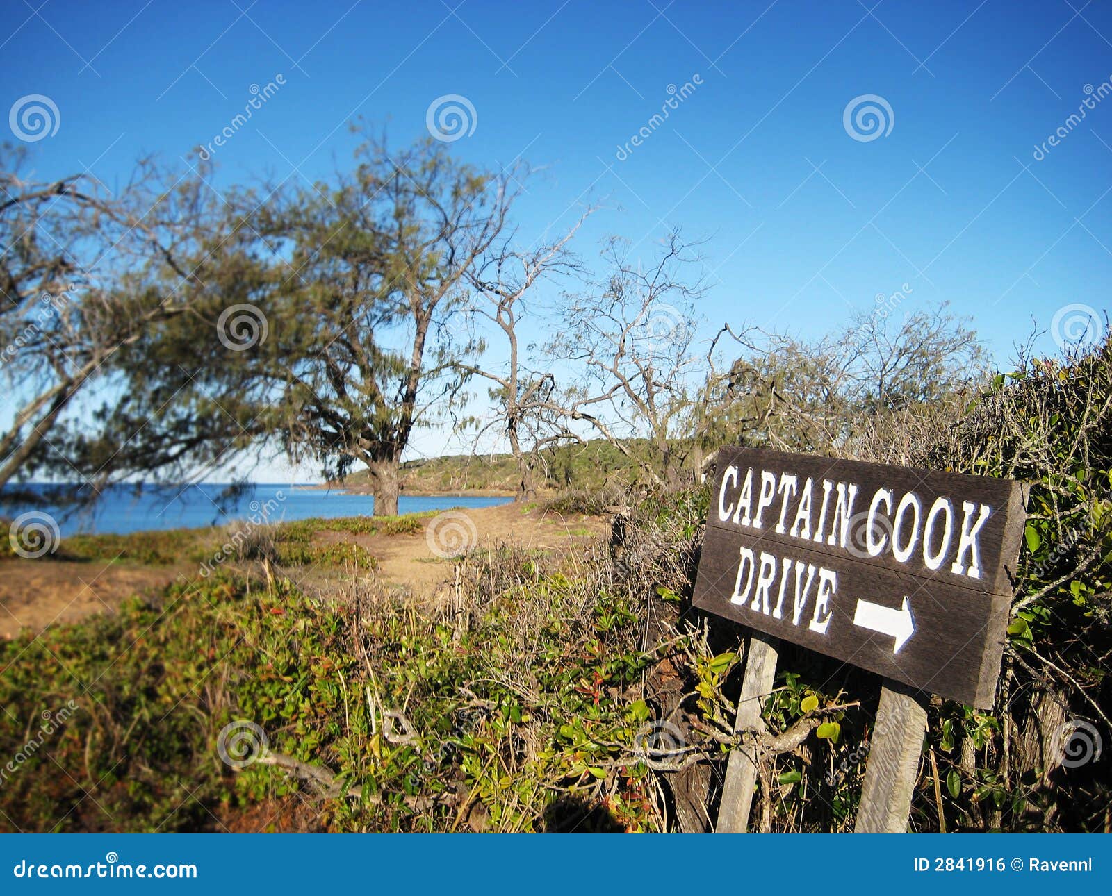 Captain Cook drive stock photo. Image of sign, wood, water - 2841916