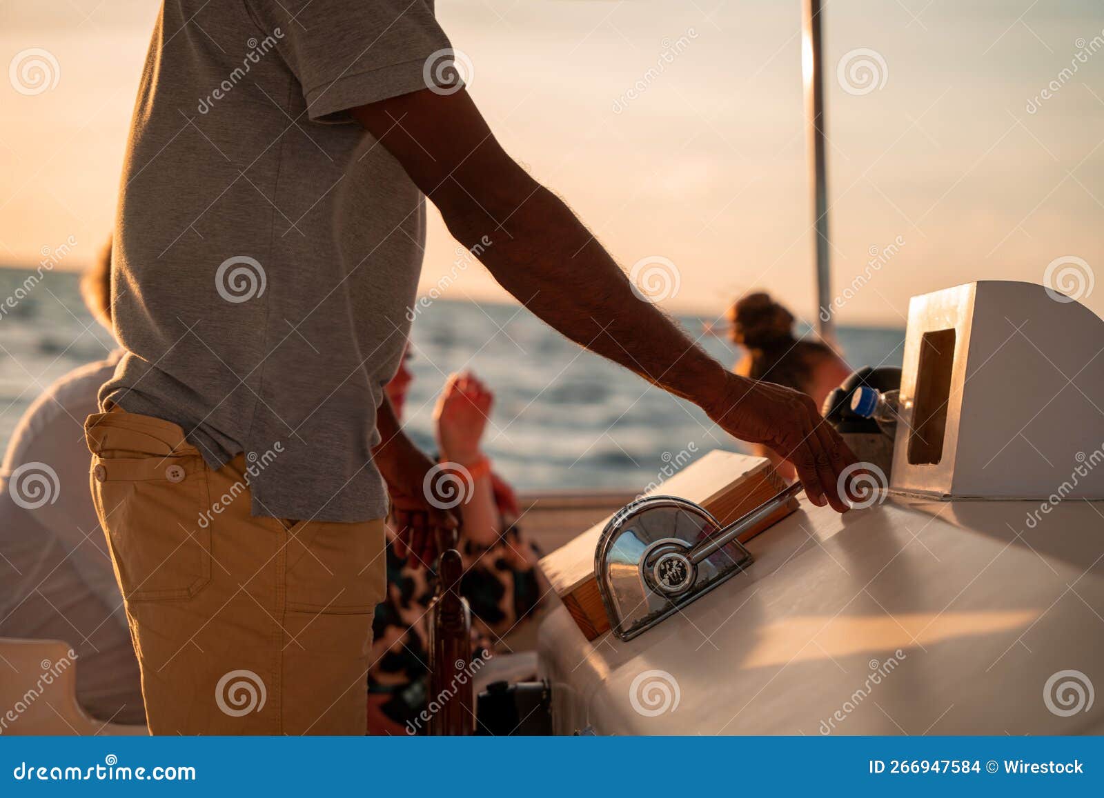 Captain Drives a Boat during Sunset in Maldives Stock Photo - Image of ...