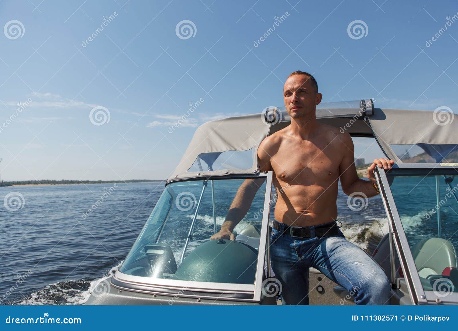 Captain Driving a Boat on a River Stock Image - Image of ship, person ...
