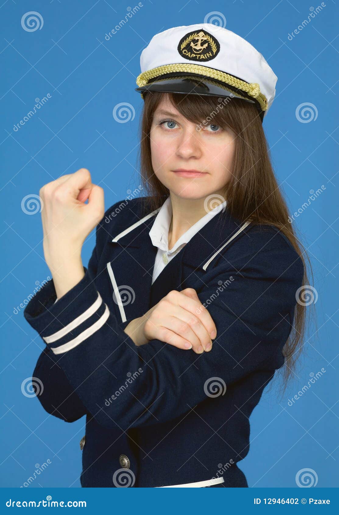 Captain with Emotional Gesture Stock Photo - Image of captain, hand ...