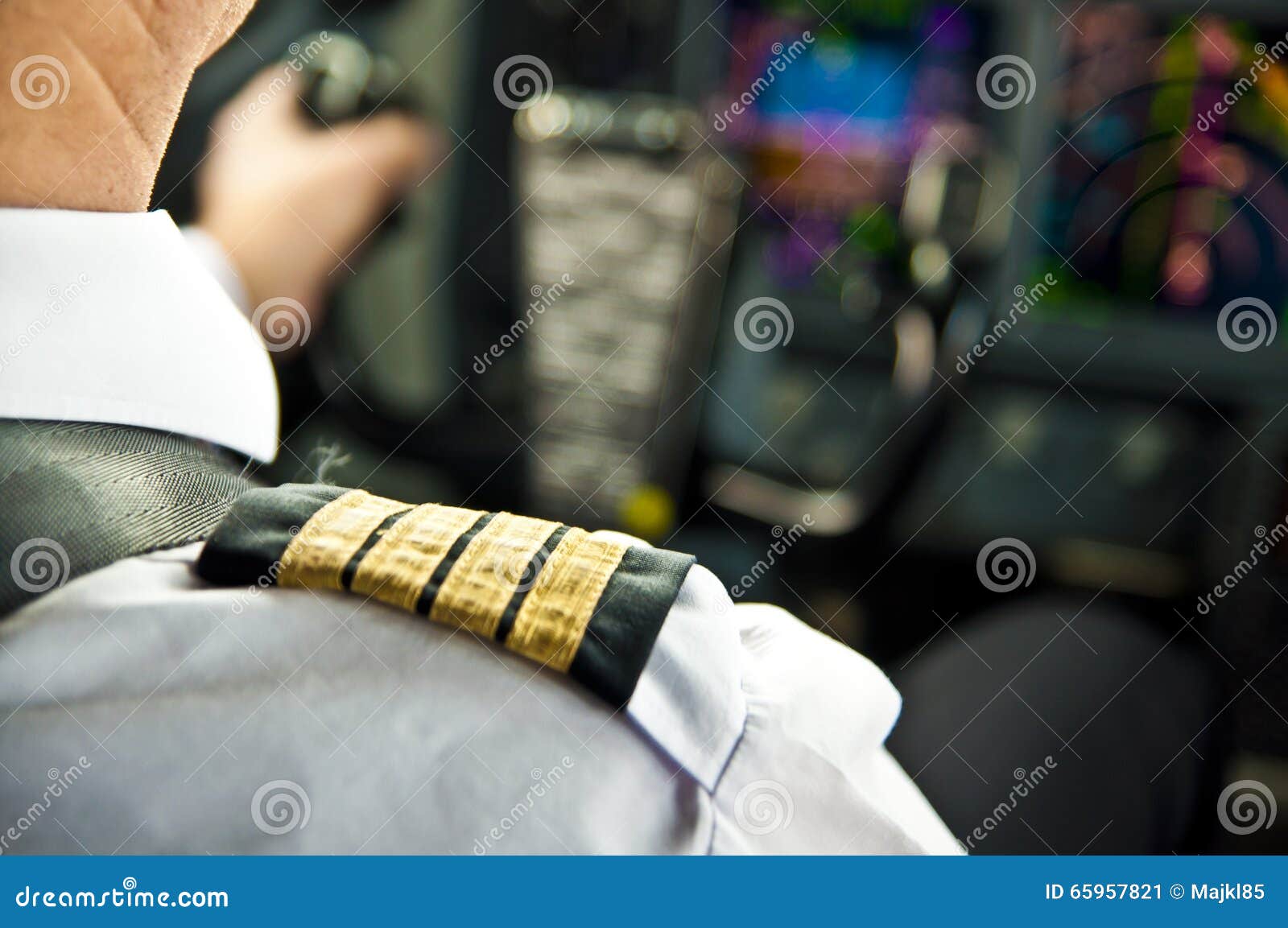 Captain Epaulet - Shoulder of a Jet Airliner Pilot Stock Image - Image ...