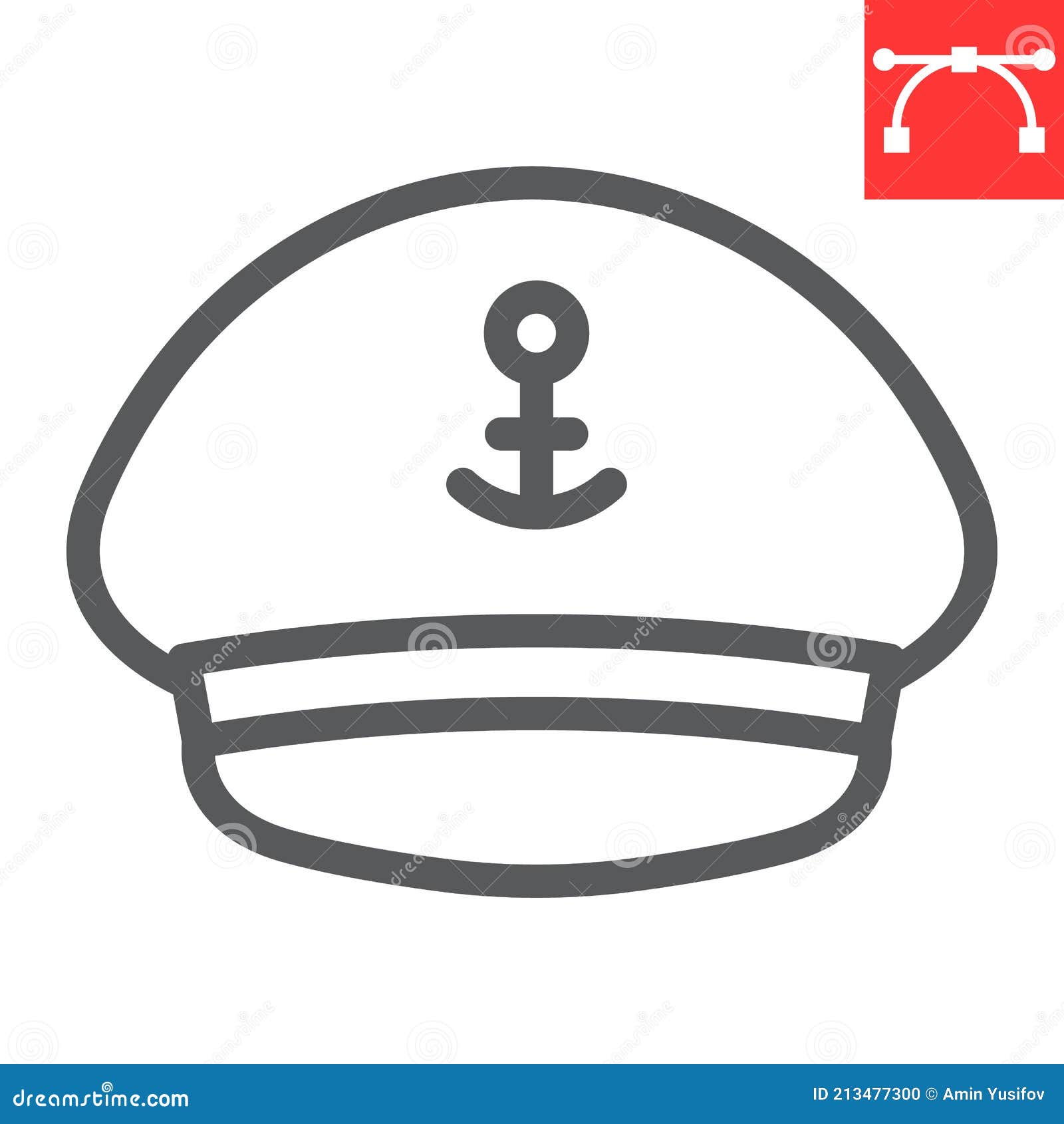 Captain Hat Line Icon, Sea and Uniform, Captain Cap Vector Icon, Vector ...