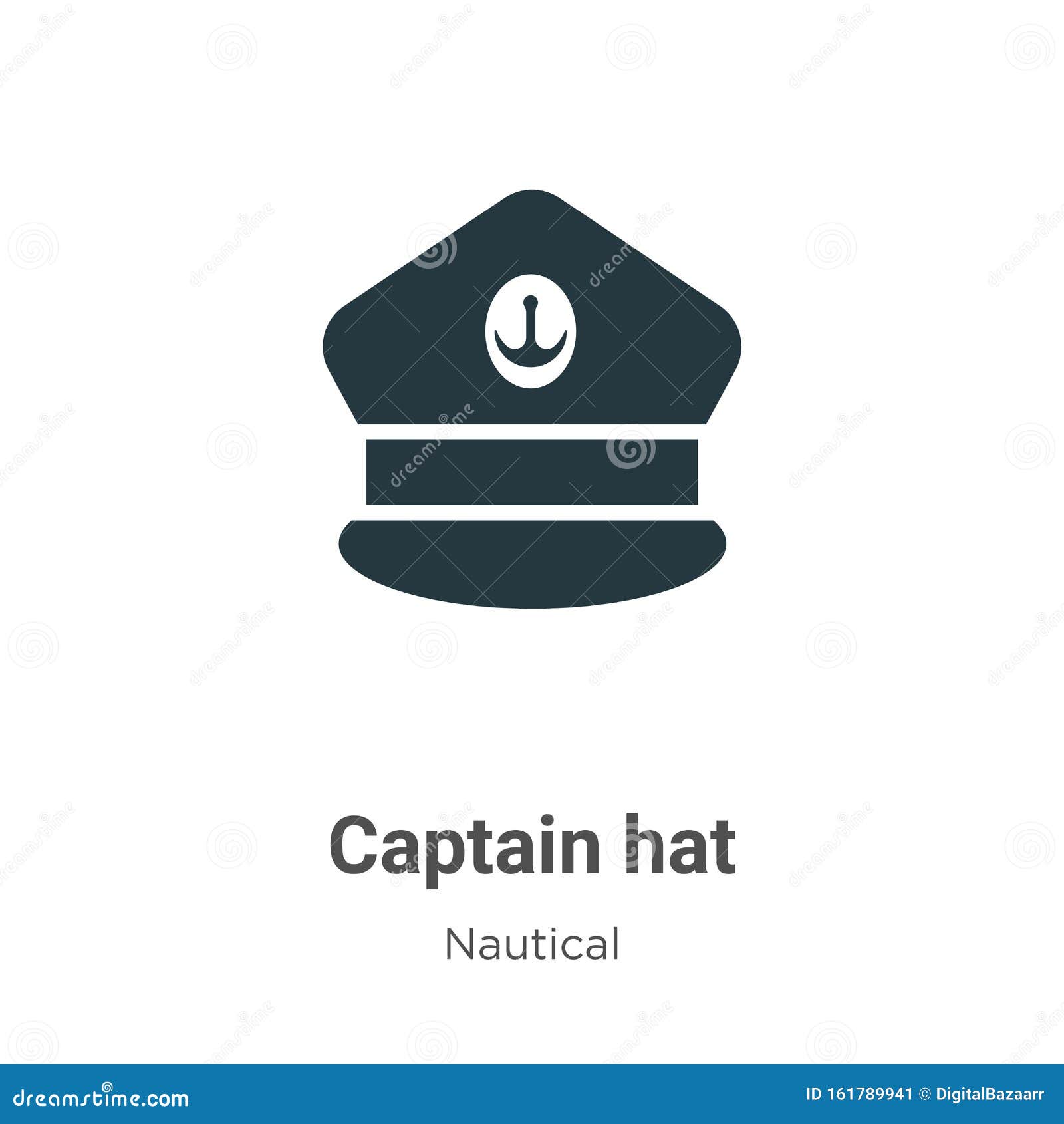 Captain Hat Vector Icon on White Background. Flat Vector Captain Hat ...