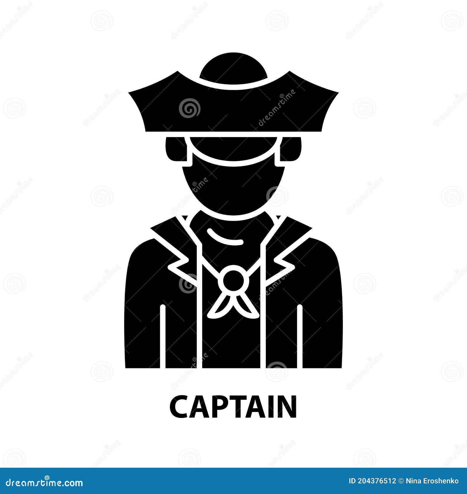 Captain Icon, Black Vector Sign with Editable Strokes, Concept ...