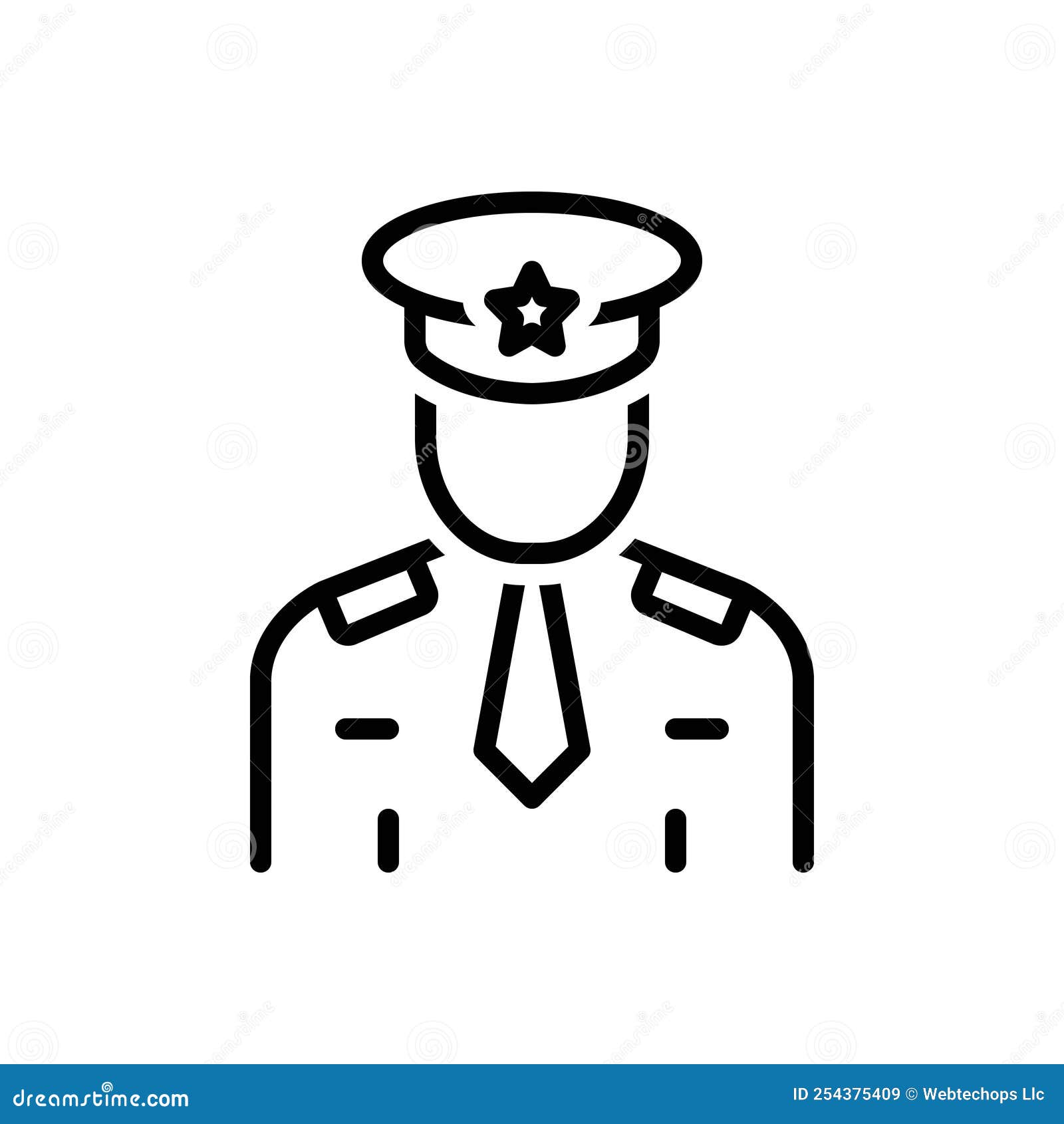 Black Line Icon Captain, Skipper and Master Stock Illustration ...