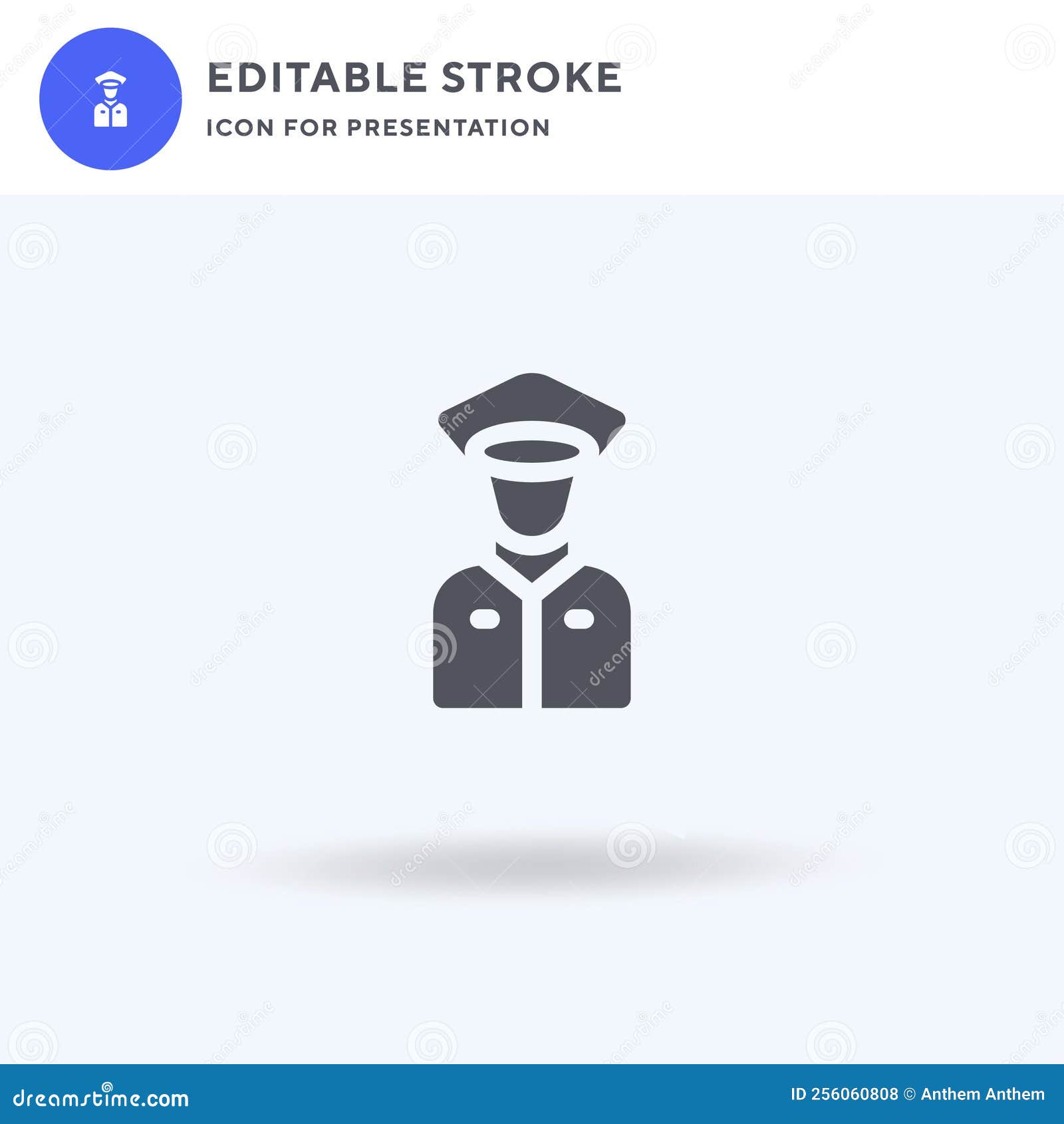 Captain Icon Vector, Filled Flat Sign, Solid Pictogram Isolated on ...