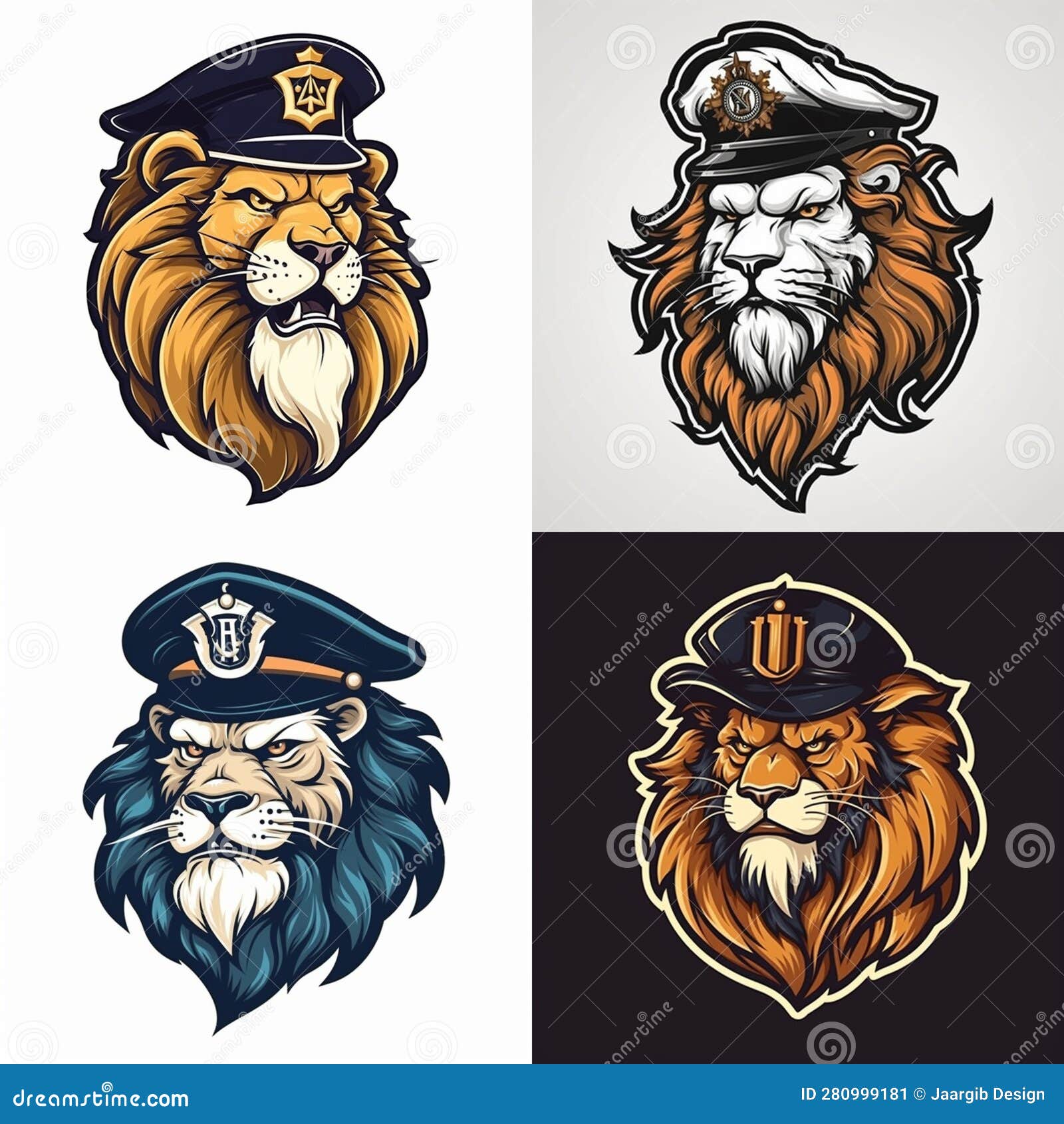 Captain lion mascot logo stock illustration. Illustration of power - 280999181