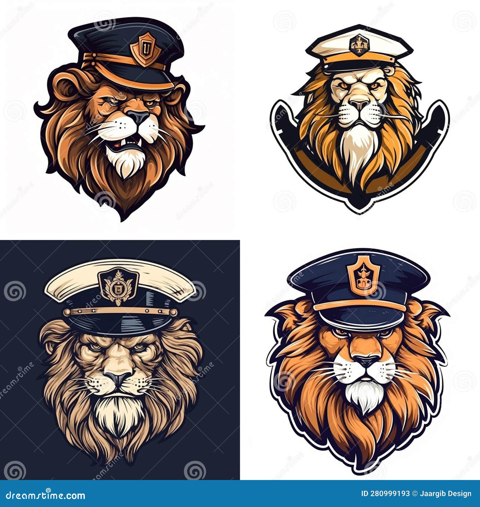 Captain lion mascot logo stock illustration. Illustration of head ...