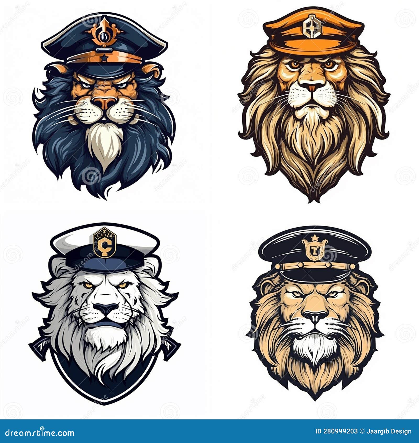Captain lion mascot logo stock illustration. Illustration of king ...
