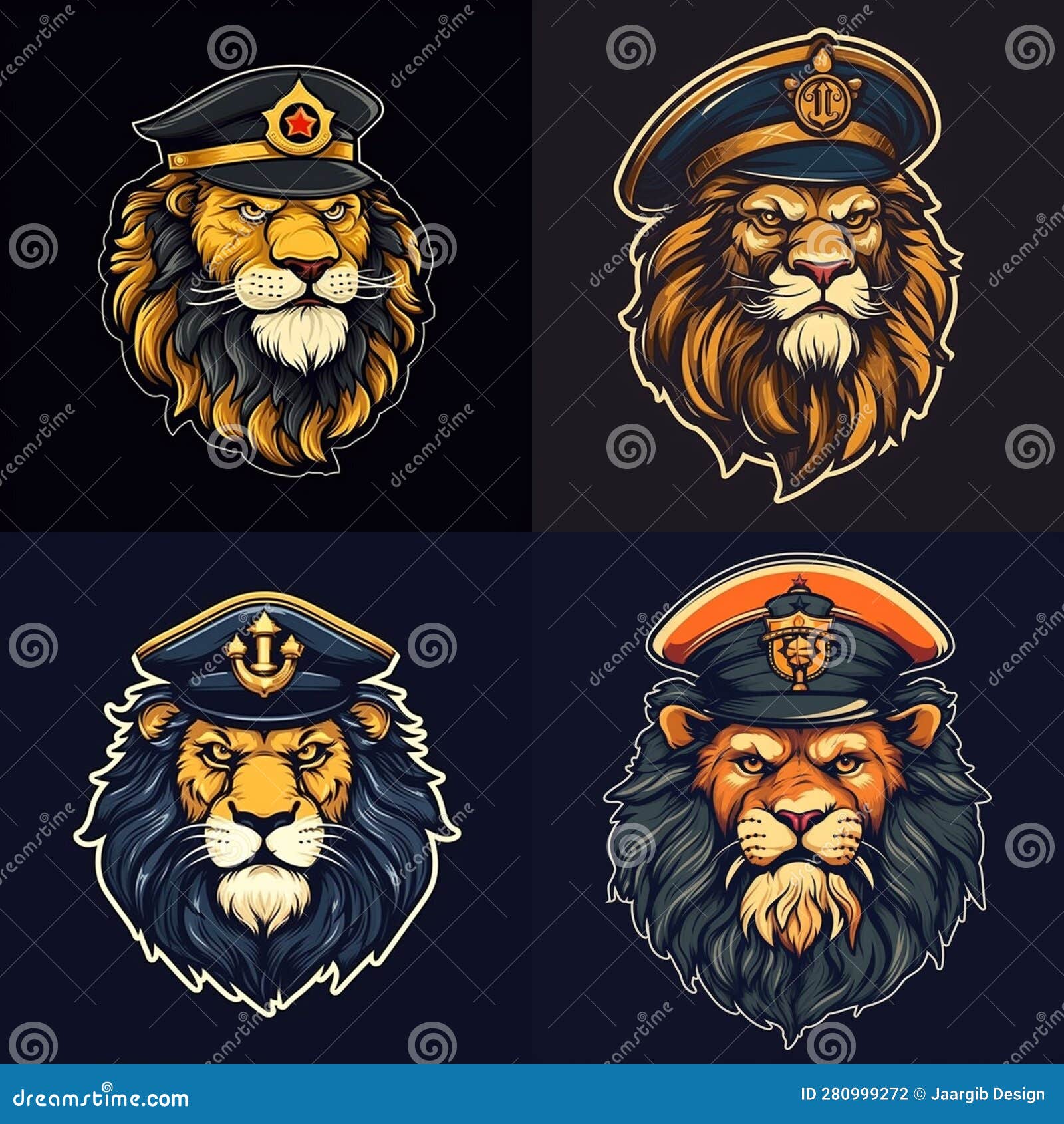 Captain lion mascot logo stock illustration. Illustration of jungle ...