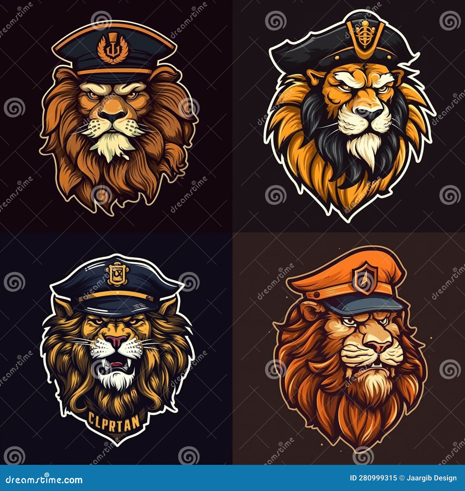 Captain lion mascot logo stock illustration. Illustration of character ...