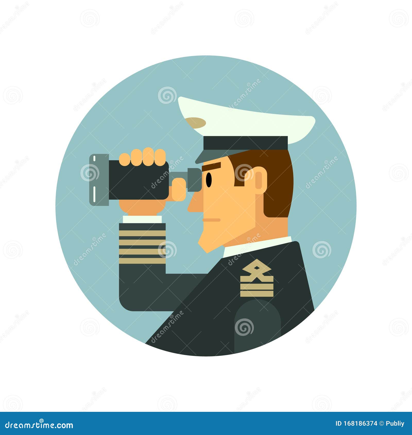 Captain Looking Through Spyglass Cartoon Vector | CartoonDealer.com ...