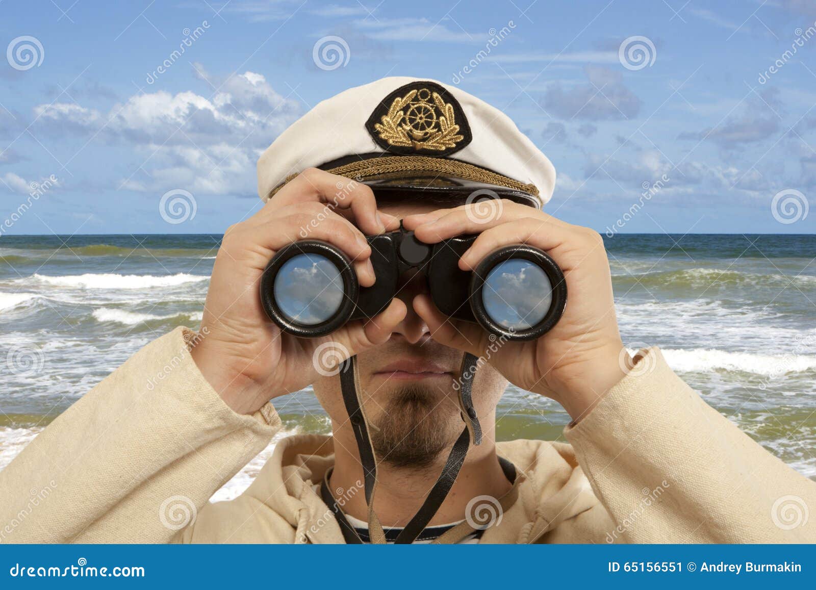 Captain Looks through a Binoculars Stock Image - Image of fisherman ...