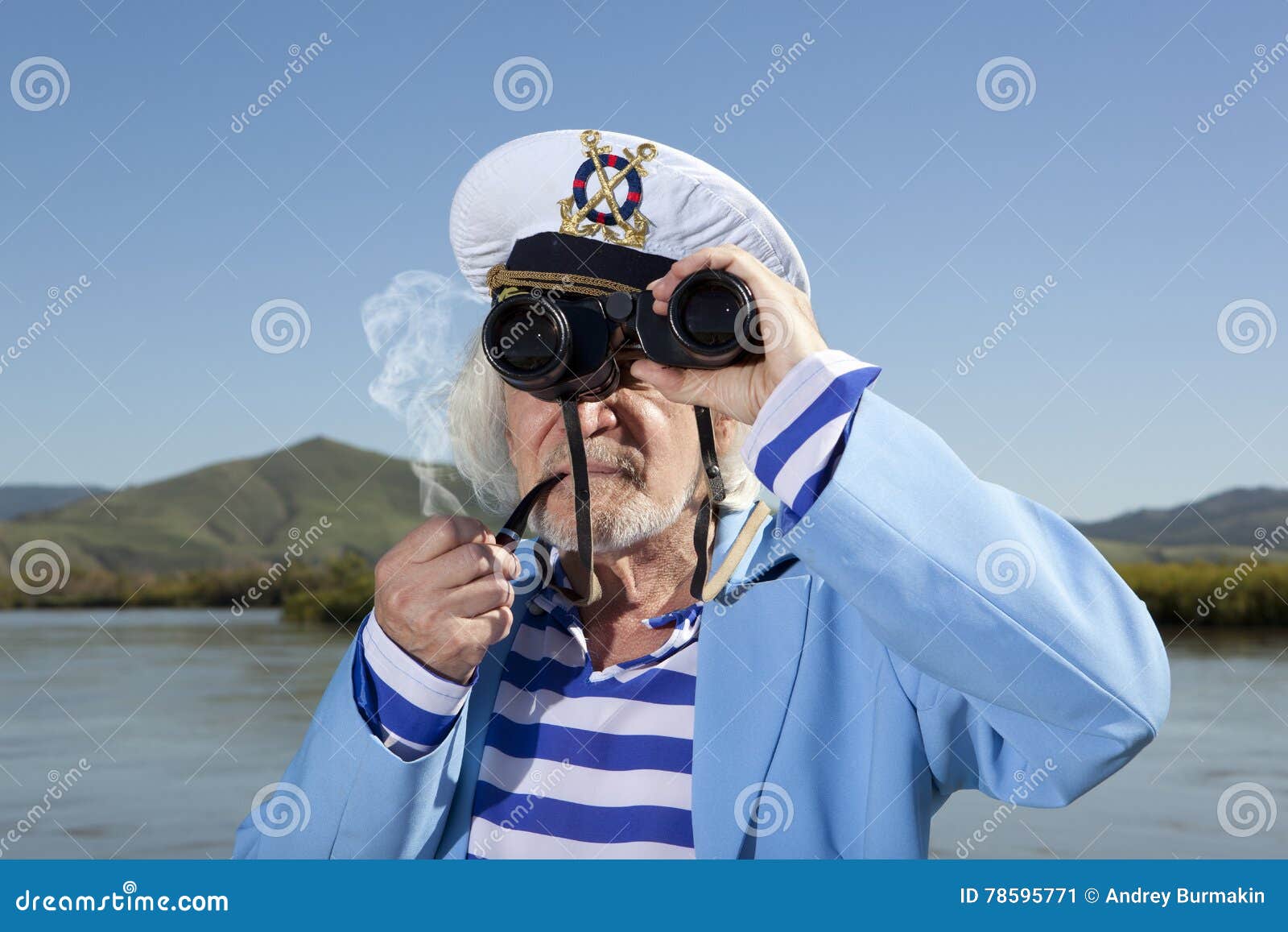 Captain Looks through a Binoculars Stock Image - Image of experience ...
