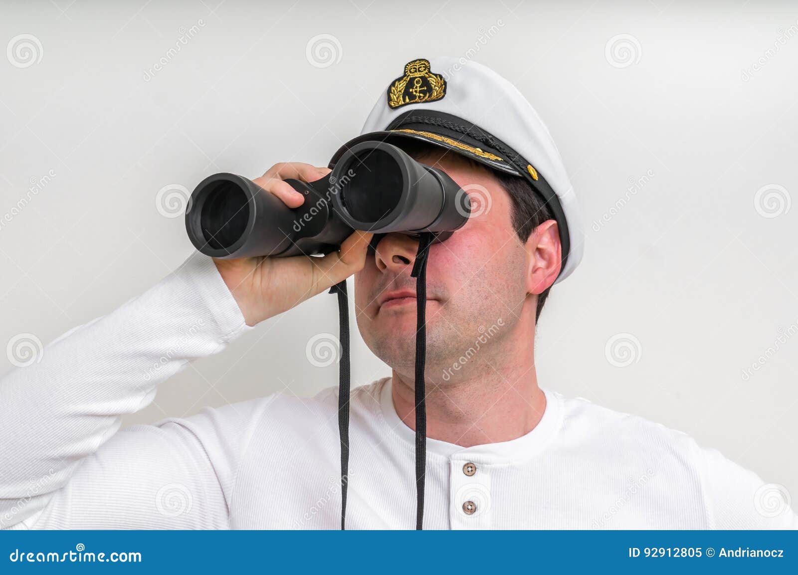 Captain Looks through a Binoculars Stock Image - Image of caucasian ...