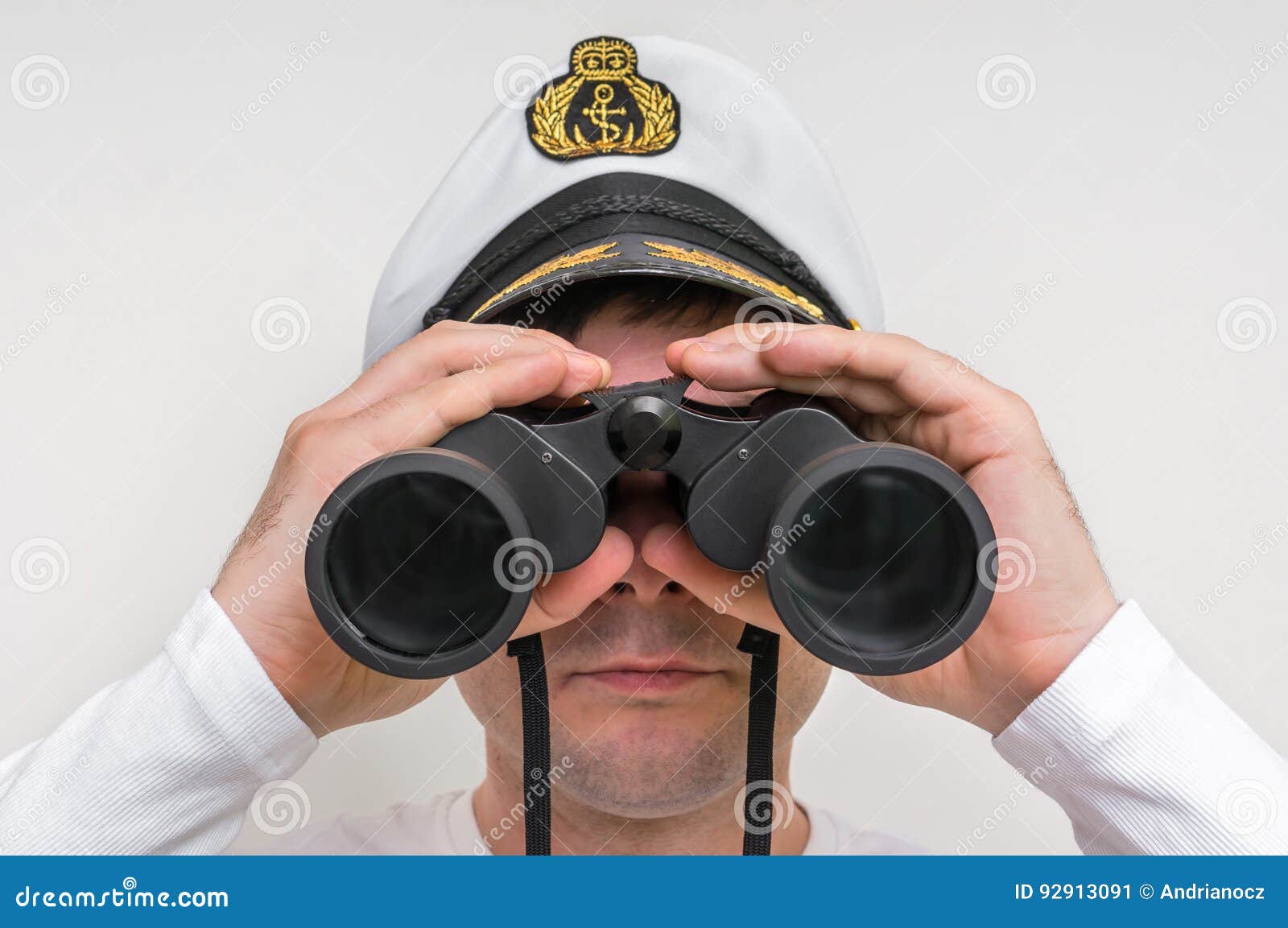 Captain Looks through a Binoculars Stock Image - Image of captain ...