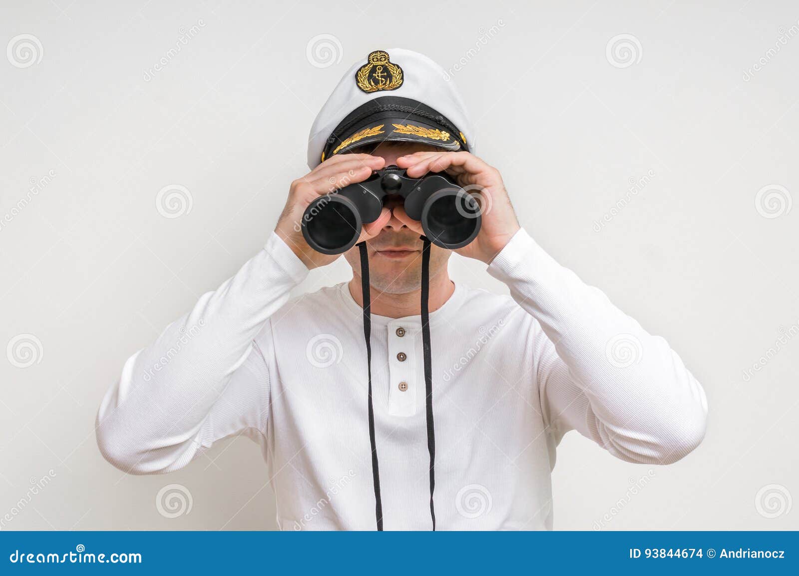 Captain Looks through a Binoculars Stock Photo - Image of captain ...