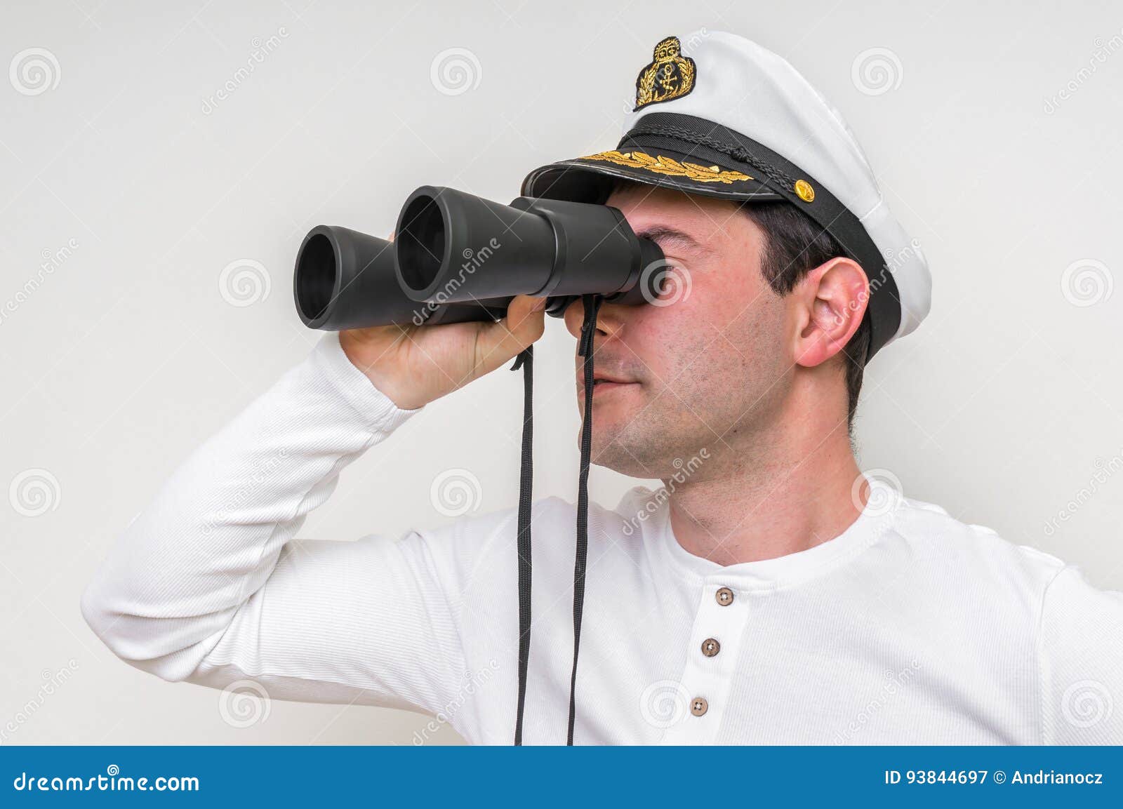 Captain Looks through a Binoculars Stock Image - Image of ship, marine ...