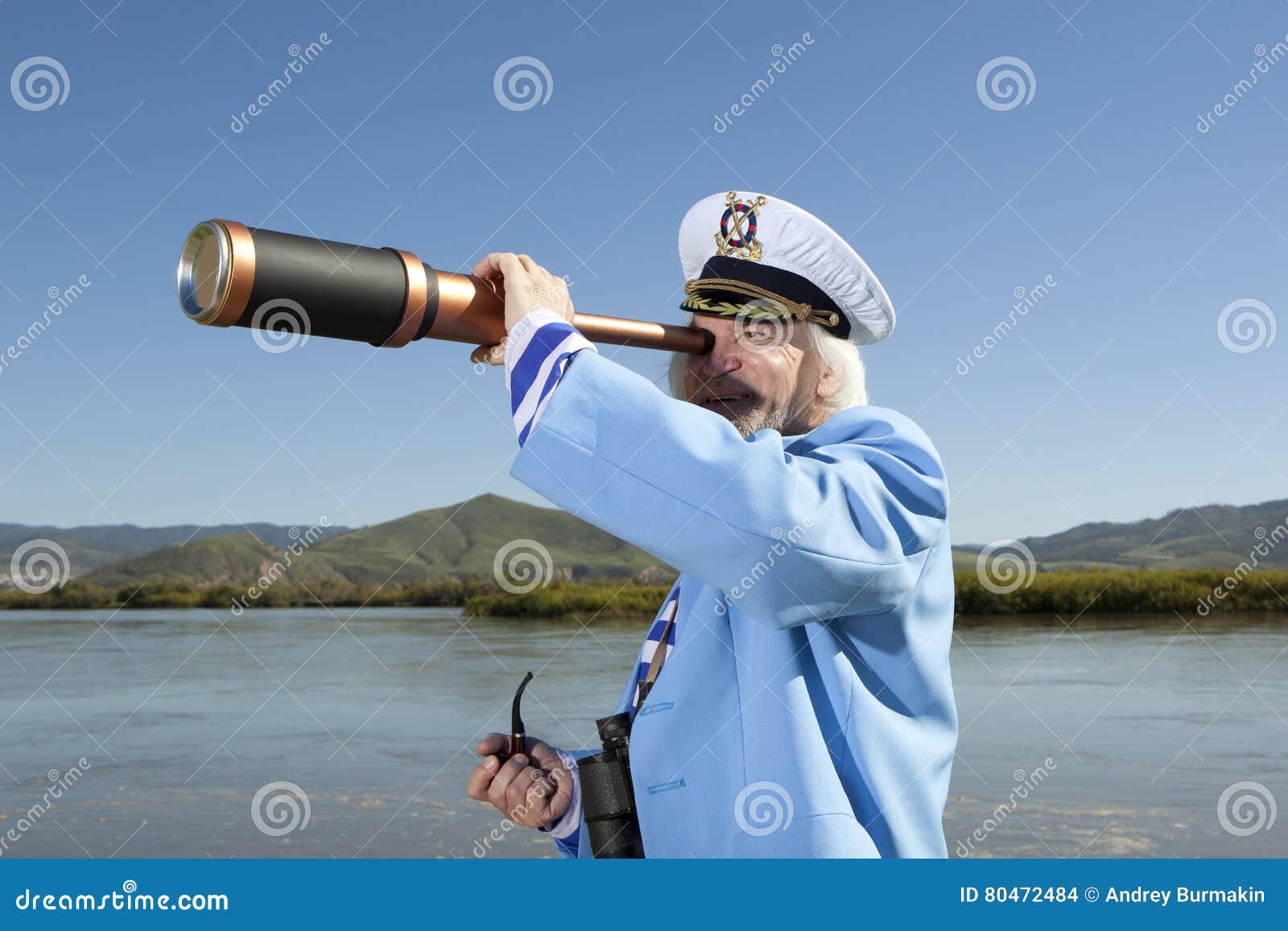 Captain Looks through a Telescope Stock Photo - Image of ship, north ...