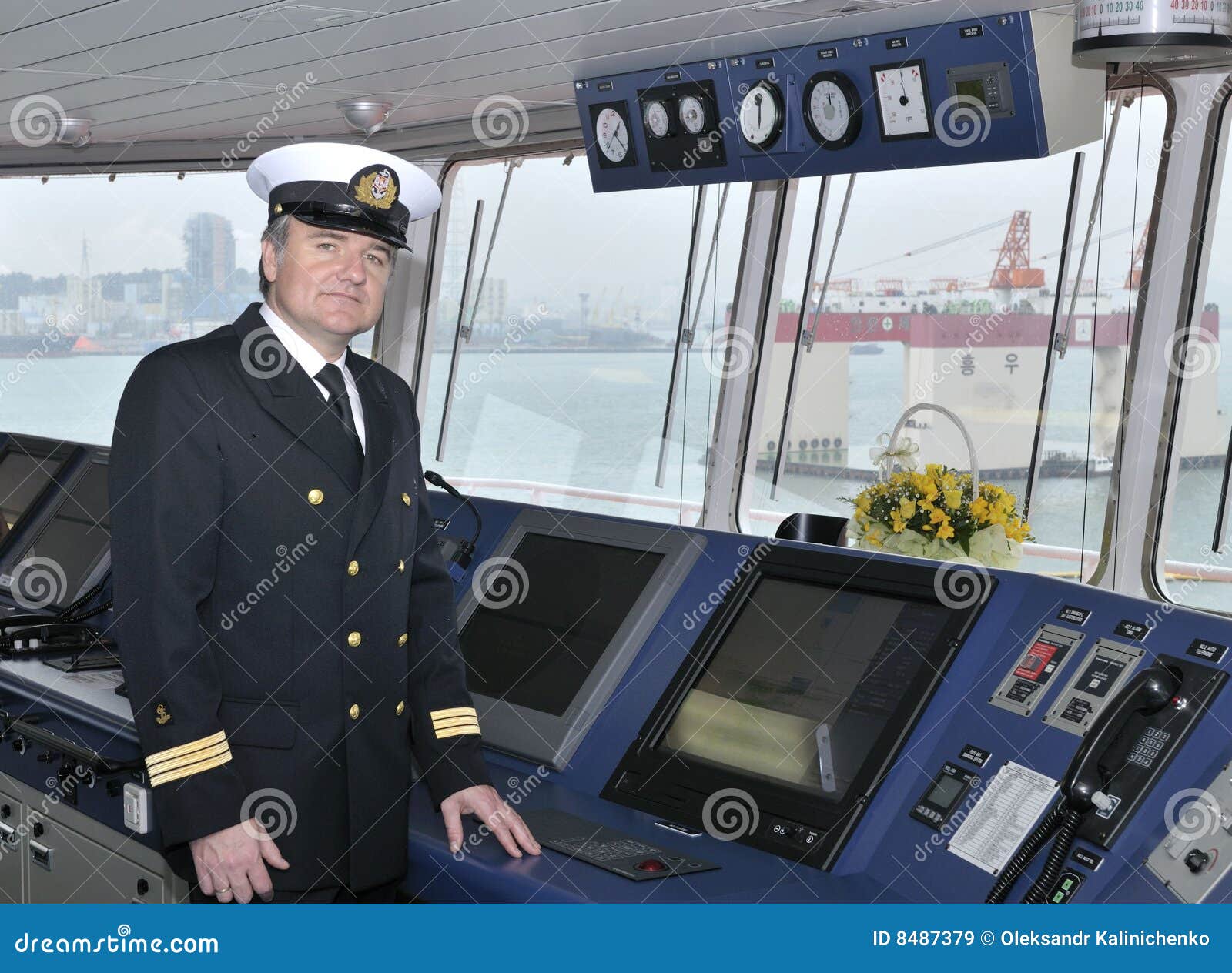 Captain of the ocean ship stock image. Image of mate, boat - 8487379
