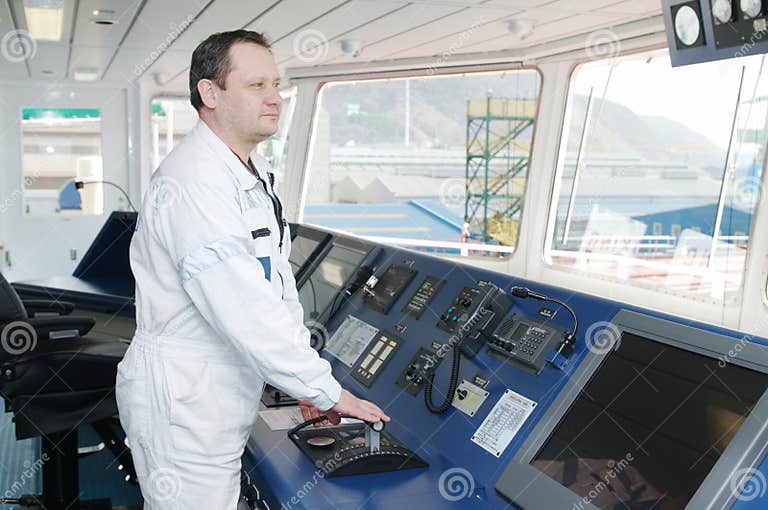 Captain of the ocean ship stock image. Image of officer - 8492987