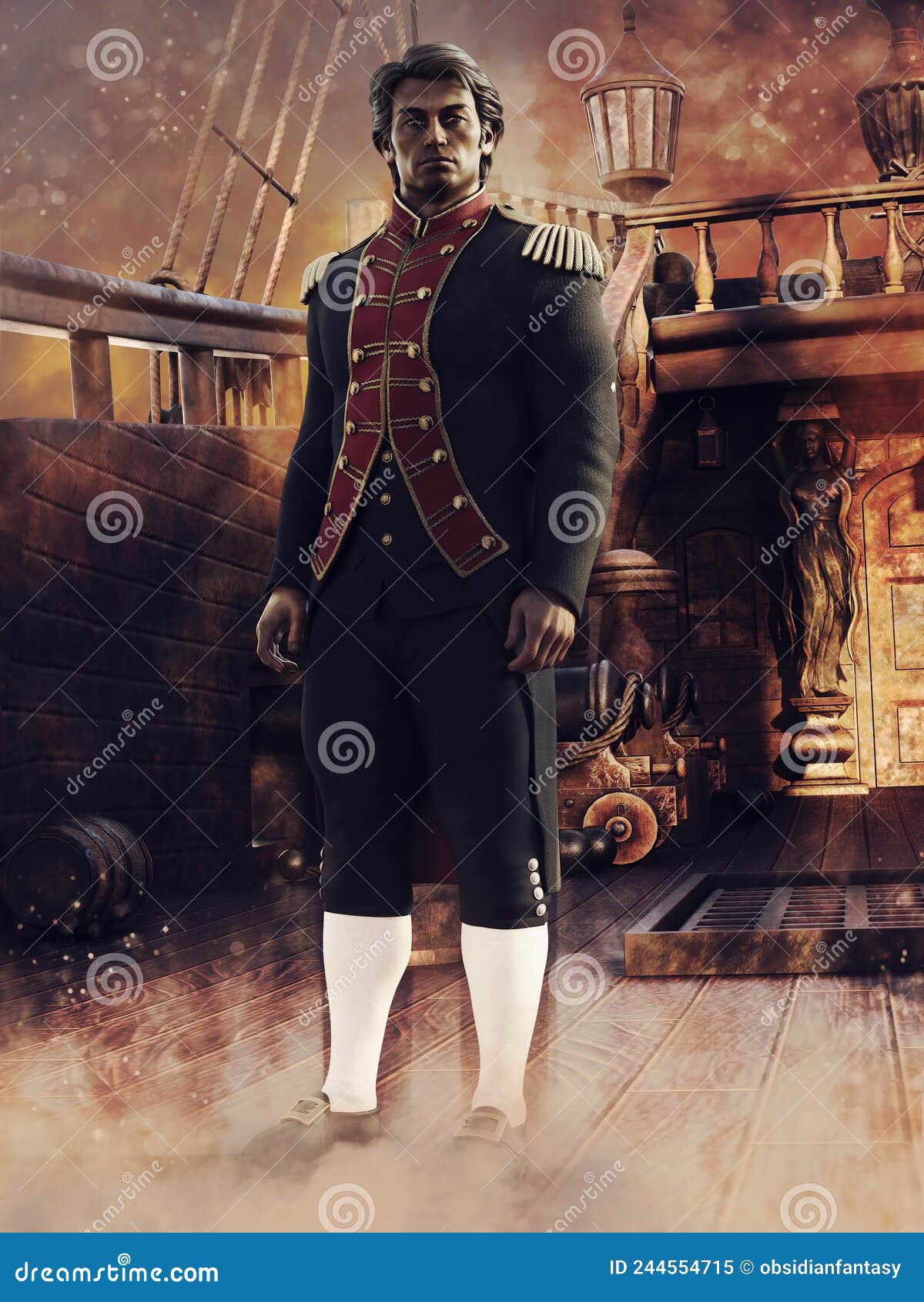 Captain Of An Old Ship Standing On The Deck Stock Image | CartoonDealer ...