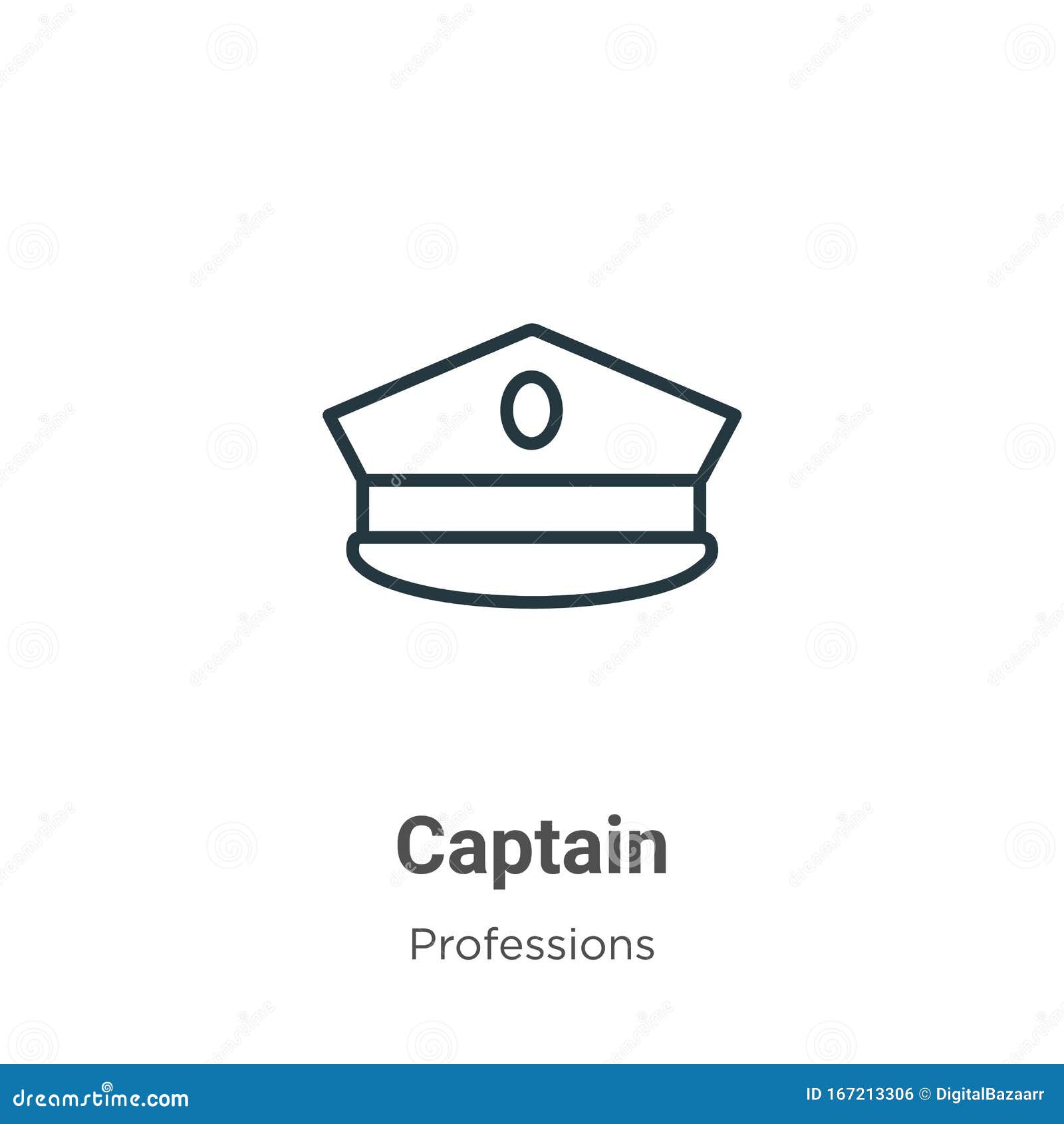 Captain Outline Vector Icon. Thin Line Black Captain Icon, Flat Vector ...