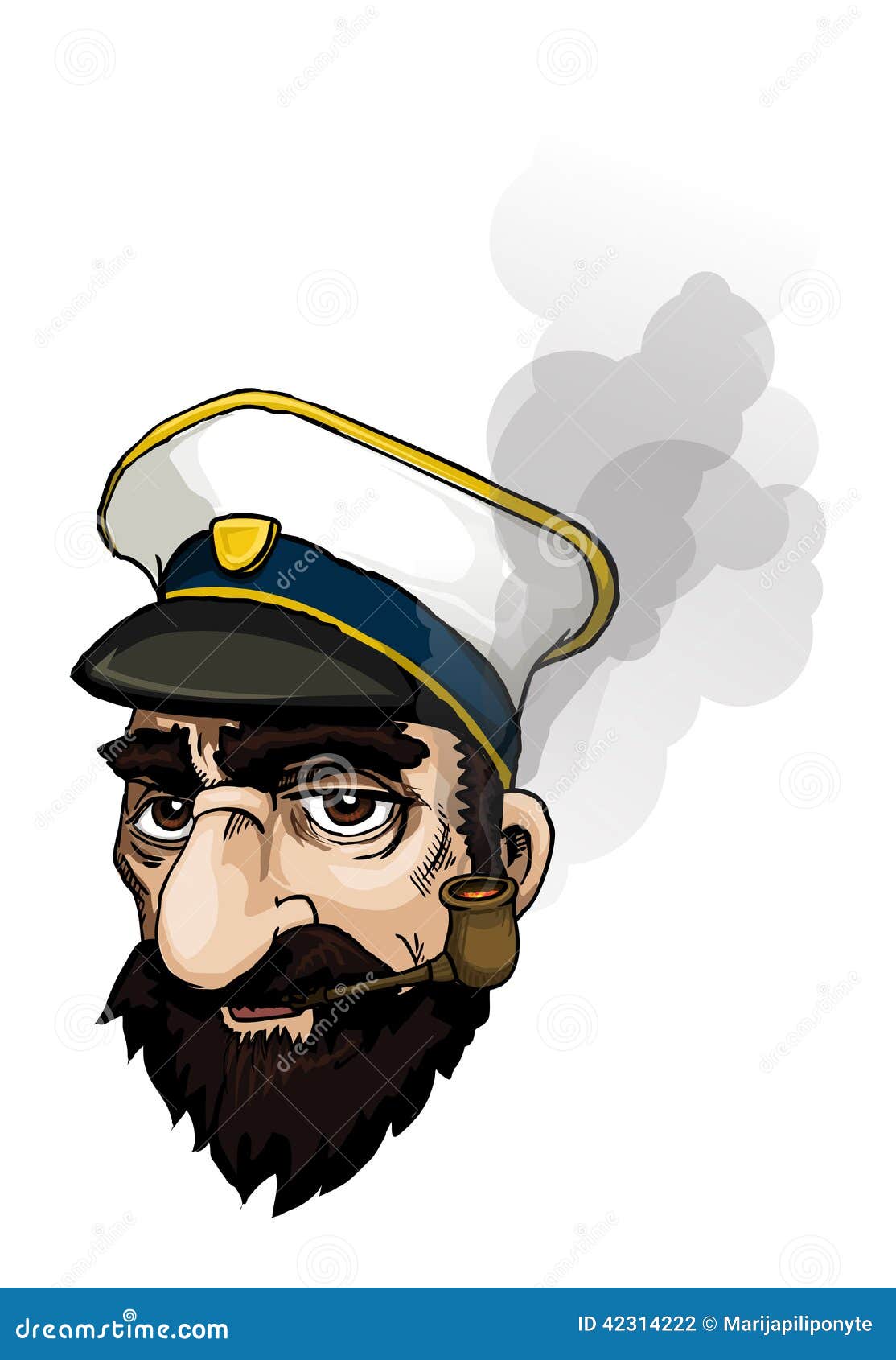 Captain With Smoking Pipes Vector Illustration | CartoonDealer.com ...