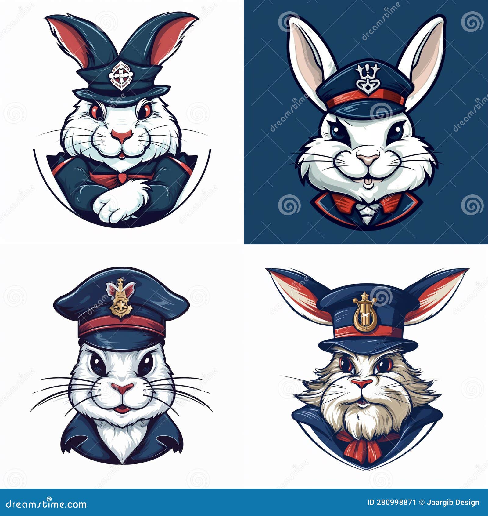 Captain rabbit mascot logo stock illustration. Illustration of element ...