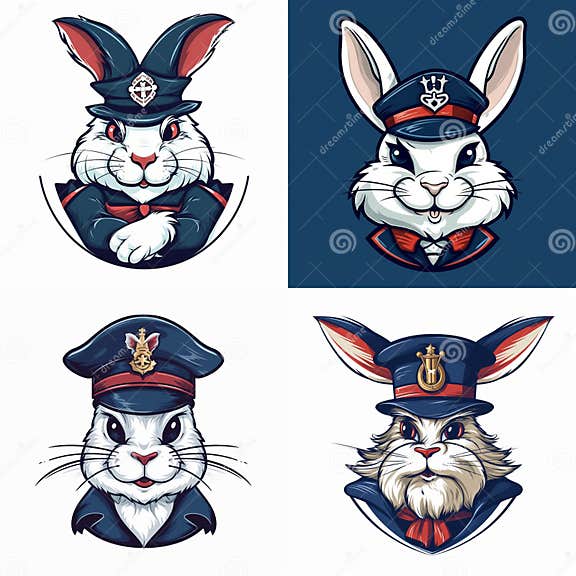 Captain rabbit mascot logo stock illustration. Illustration of element ...