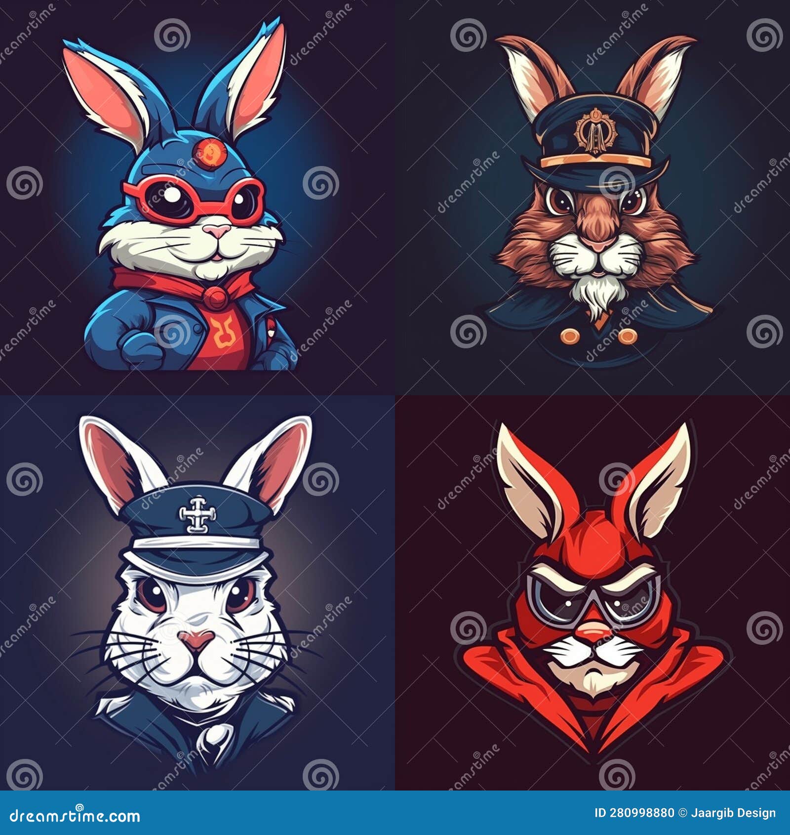 Captain rabbit mascot logo stock illustration. Illustration of ...