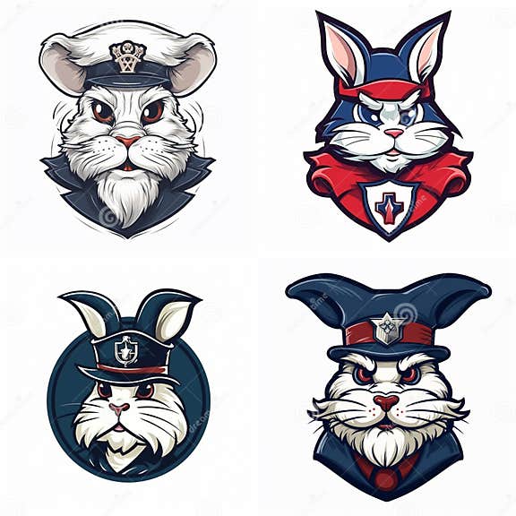 Captain rabbit mascot logo stock illustration. Illustration of sport ...
