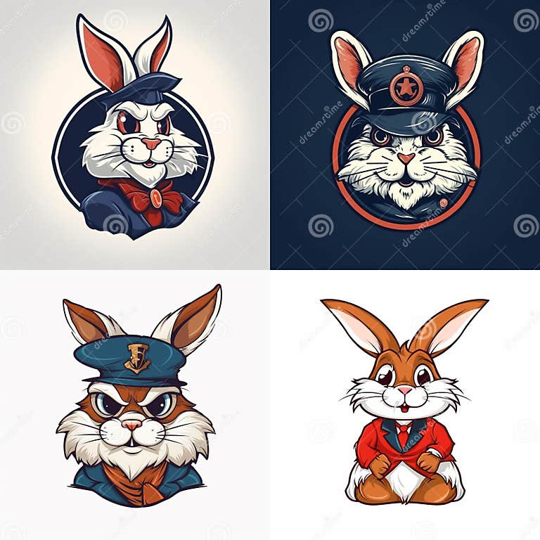 Captain rabbit mascot logo stock illustration. Illustration of ...