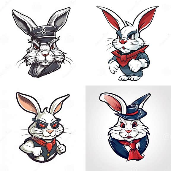 Captain rabbit mascot logo stock illustration. Illustration of club ...