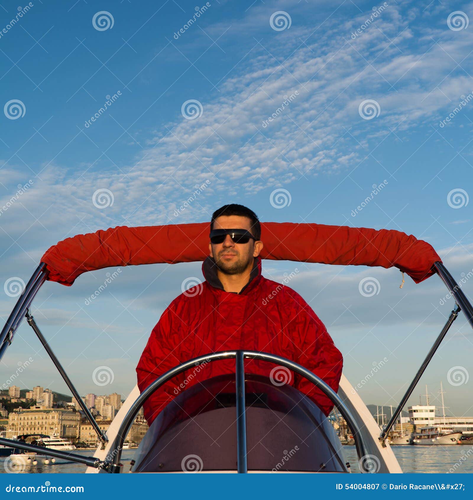 Captain on a rubber boat stock image. Image of outboard - 54004807
