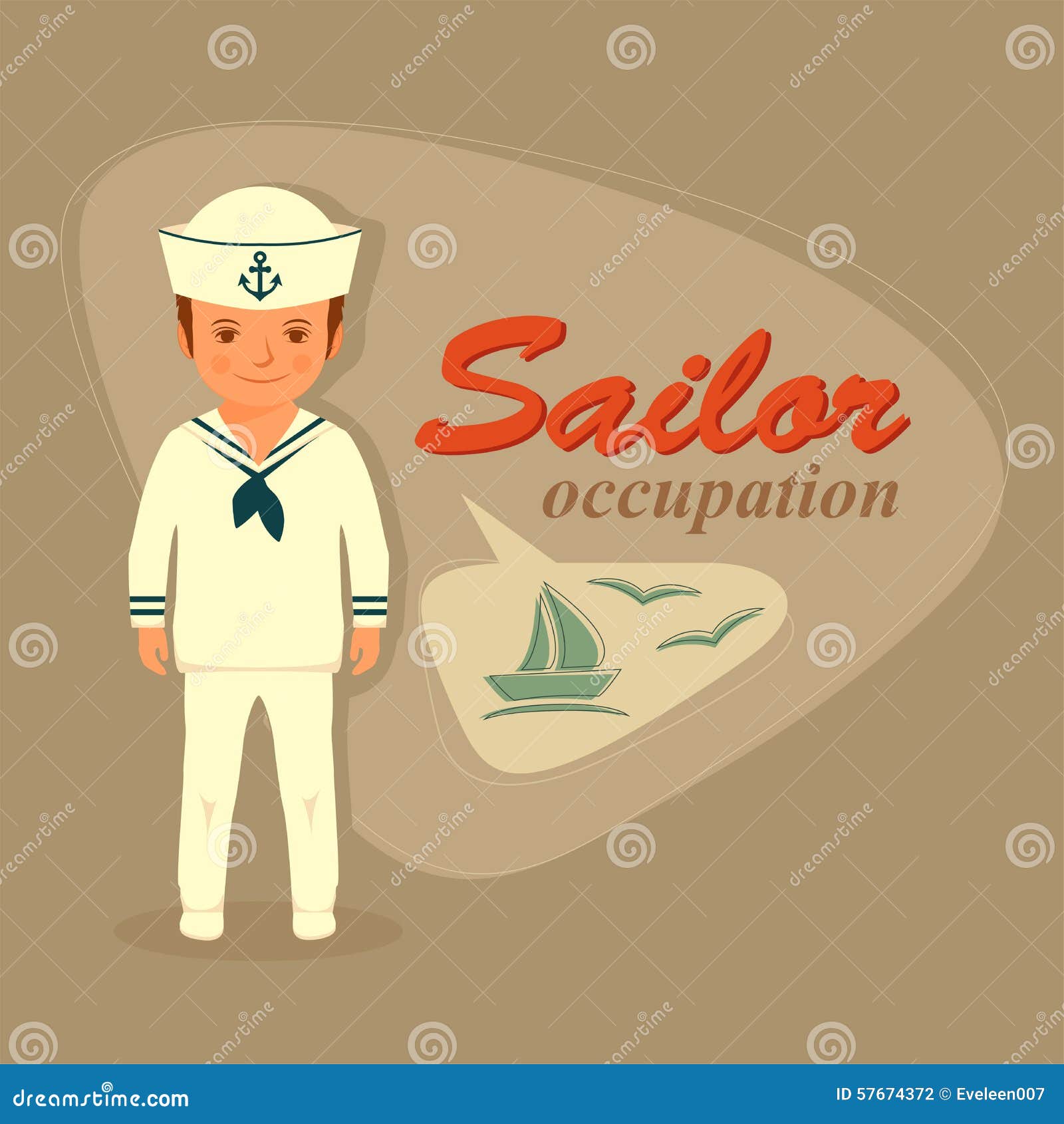 Sailor Cartoon Character Of Beach Bag With White Hat Vector ...