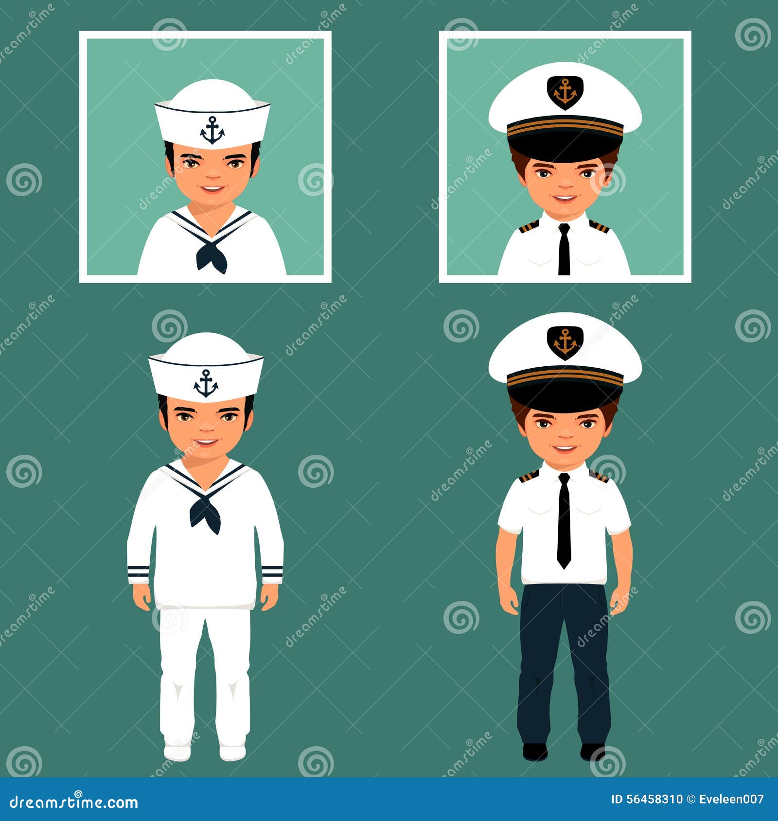 Captain and sailor stock vector. Illustration of mariner - 56458310